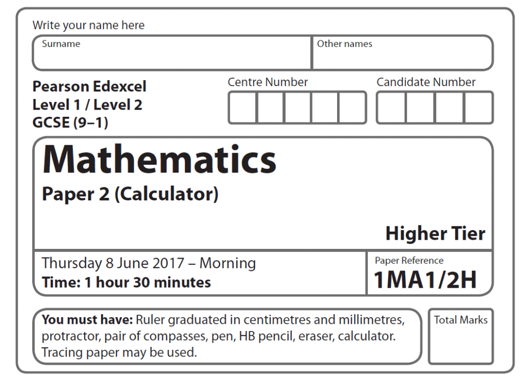 Edexcel GCSE Maths Higher 2017 Paper 2 With Video Answers