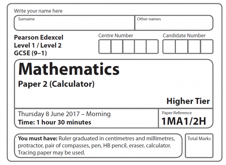 Edexcel GCSE Maths Higher 2017 – Paper 2 with Video Answers